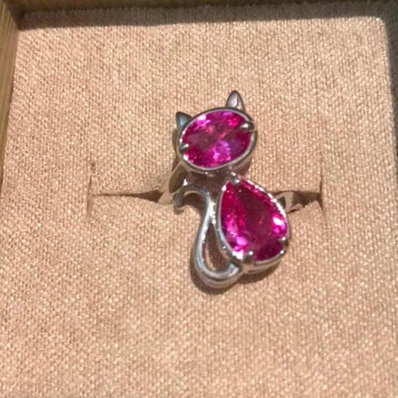 Jewelry | Sterling Silver Pink Sapphire Cat Ring | Poshmark